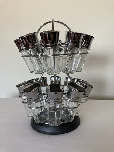 Olde Thompson Carousel/Revolving 2-Tier Spice Rack - 20 Jar Set | eBay