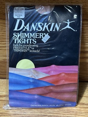 DANSKIN VTG 80's SHIMMERY Tights Size B STYLE 1242 Theatrical Pink NEW ...
