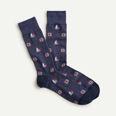 J. Crew Men's Dress Socks ~ Heather Navy Boats and Lines ~ OSFM~ NWT | eBay