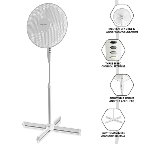 PEDESTAL COOLING FAN DESK FANS OSCILLATING STAND STANDING HOME OFFICE 2 ...
