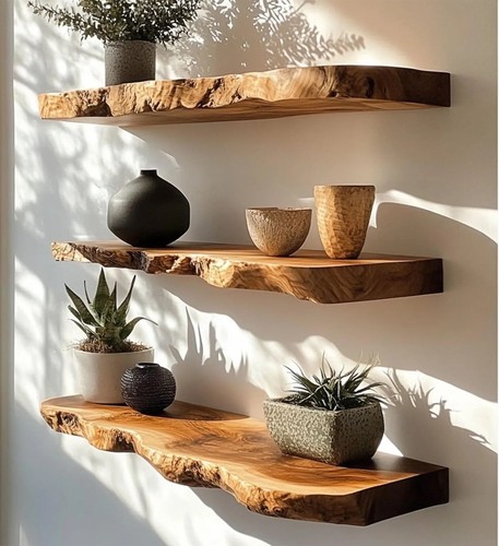 Decorative Handcrafted Wooden Wall Mount Kitchen shelf live edge ...