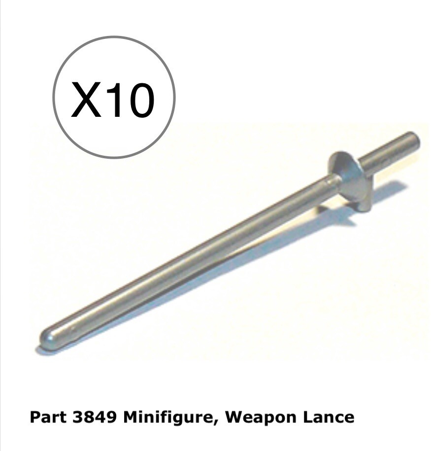 Lego 10 Pieces Flat Silver Lance / Castle mini figures weapon / flag ...