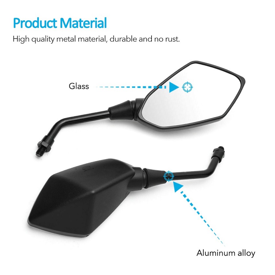 BLACK 22MM HANDLE BAR SCOOTER/MOPED/MOTORBIKE MIRRORS UNIVERSAL ...