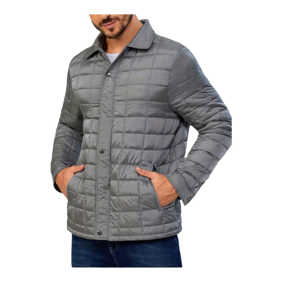 MEN'S LIGHTWEIGHT QUILTED JACKET WINDPROOF THERMAL WINTER COAT NEW WITH ...