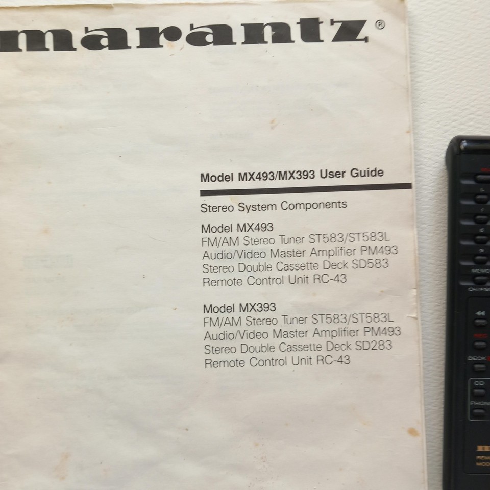 Marantz Audio/Video Amplifier PM-493. Master Amplifier remote book ...