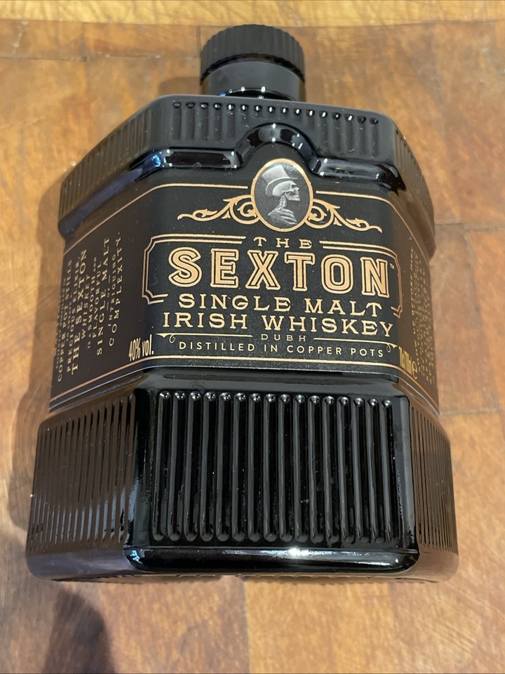 The Sexton Irish Whiskey 70cl Empty Hexagonal Spirit Bottle Black Glass ...