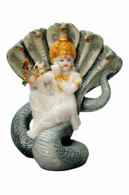 Hindu God Lord Krishna Kanha Sitting on Sheshnag Idol Sculpture Statue ...