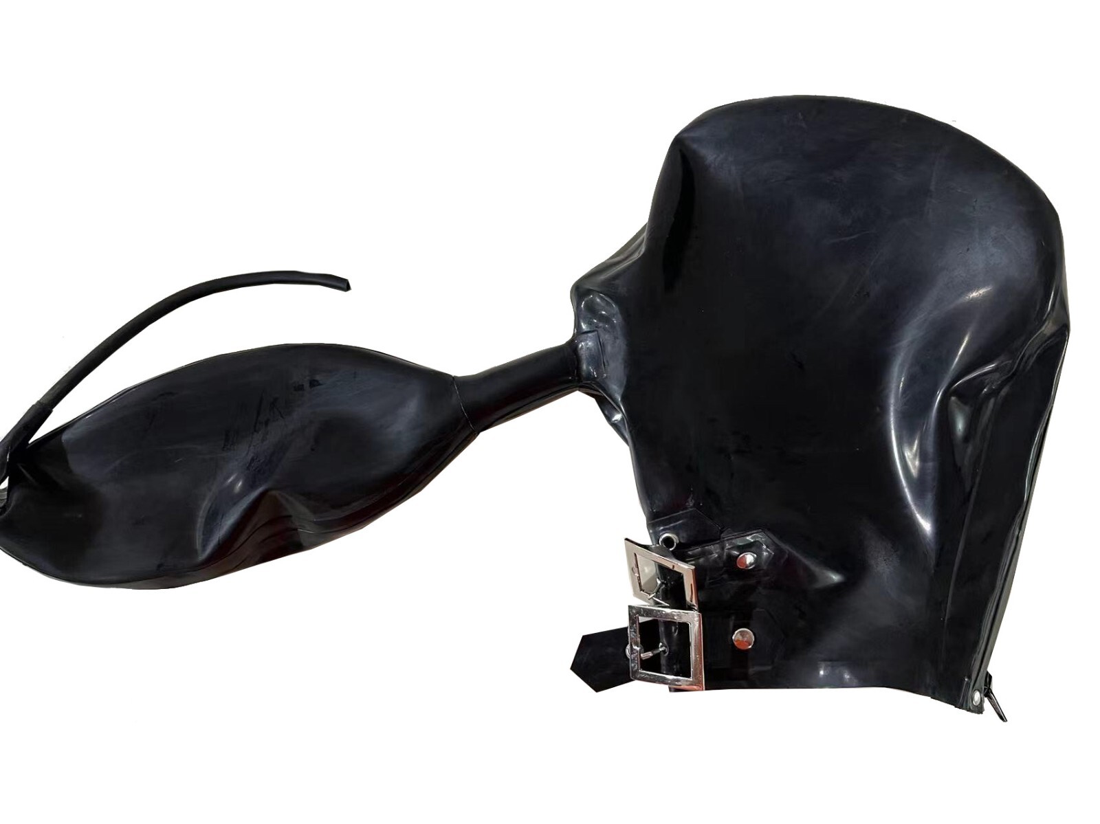 Latex Gummi mask with breath space tube full cover mask long tube 0.4 ...