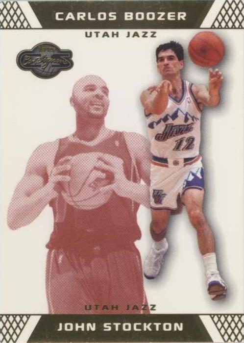 2007-08 Topps Co-Signers - John Stockton, Carlos Boozer #31 Gold Red ...