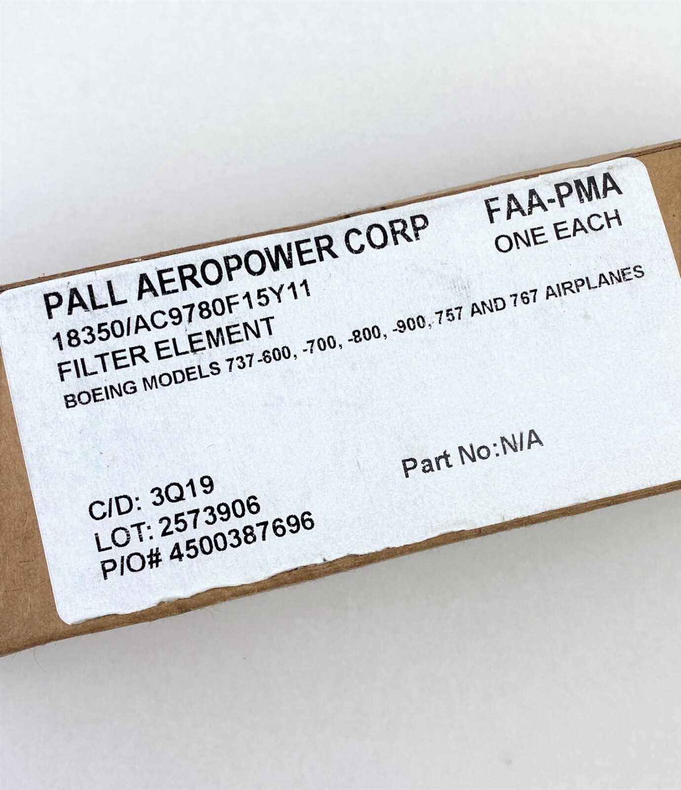 Pall Aeropower Corp. Scavenge Lube Filter Element Boeing AC9780F15Y11 ...