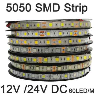 5m 5050 LED Strip 60LEDs/m Flexible Decor Lighting RGB RGBW RGB CCT ...
