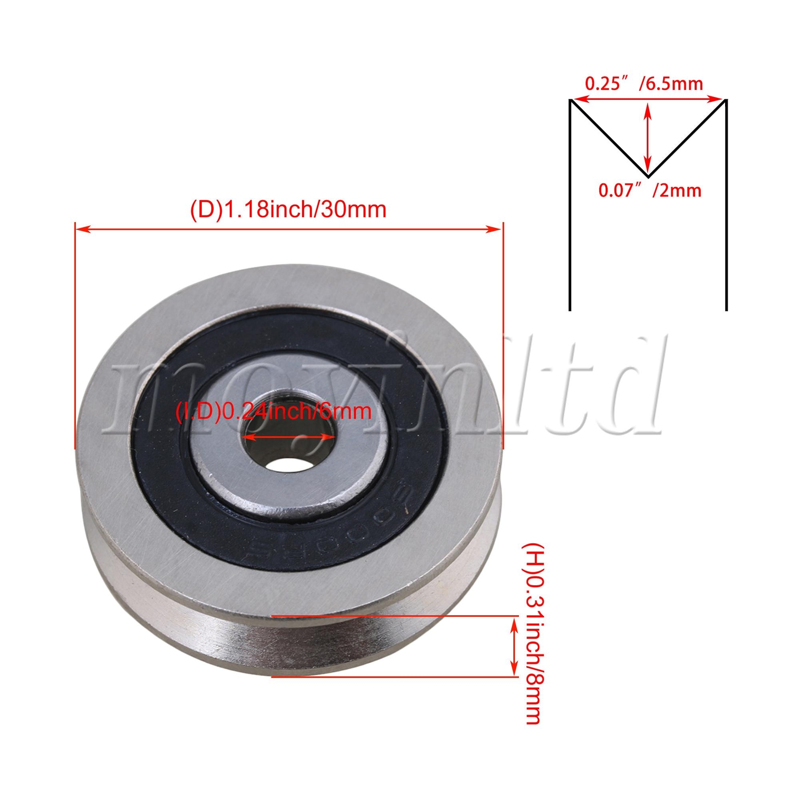 2 Pcs V Shaped Bearing Steel Door Roller Guide Pulley Wheel ...