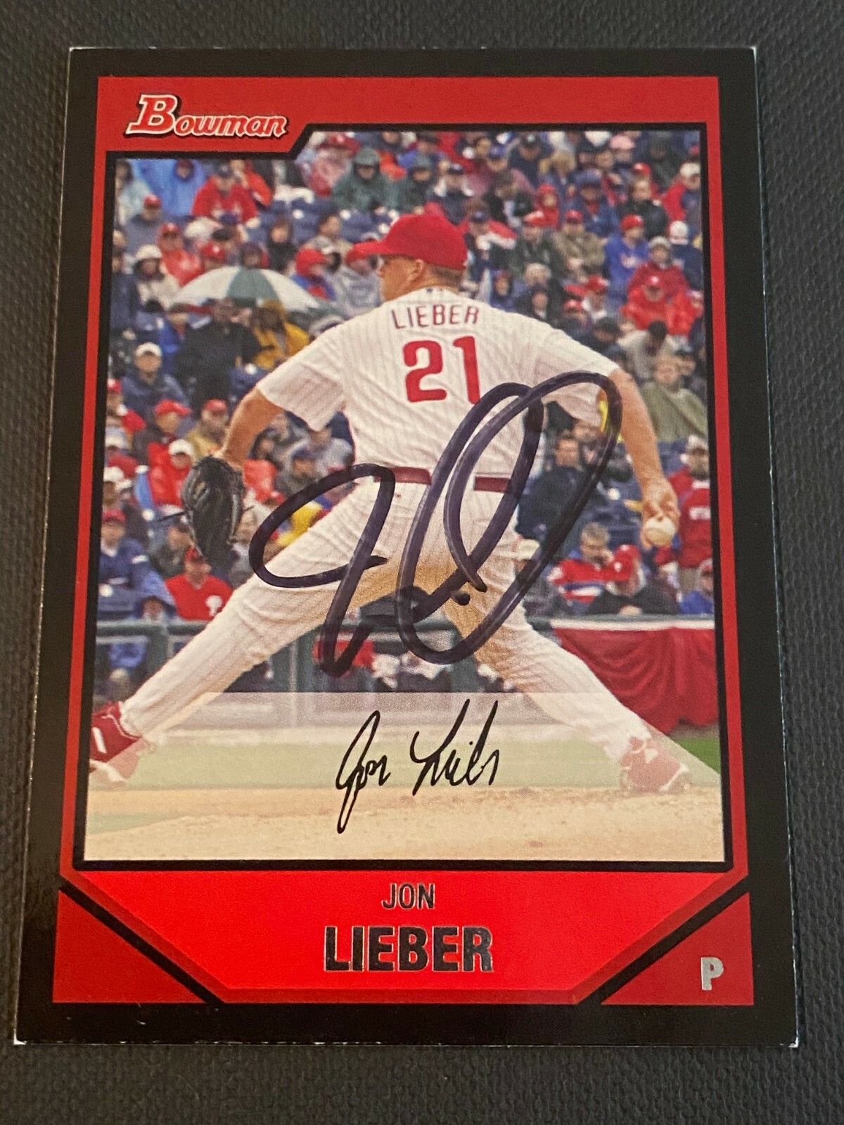 Jon Lieber Signed 2007 Bowman Card Auto Philadelphia Phillies Autograph ...