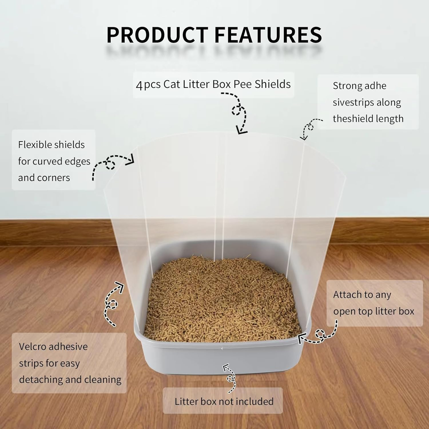 4 Pcs Cat Litter Box Pee Shields ，Litter Box Shield Easy to Clean ...