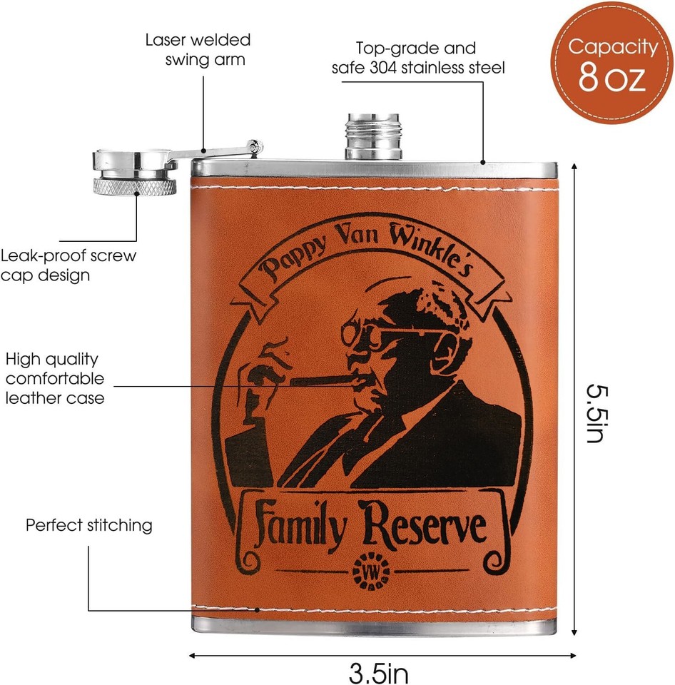 Pappy Van Winkle Bourbon Whiskey Leather Flask KY Bourbon Trail ...
