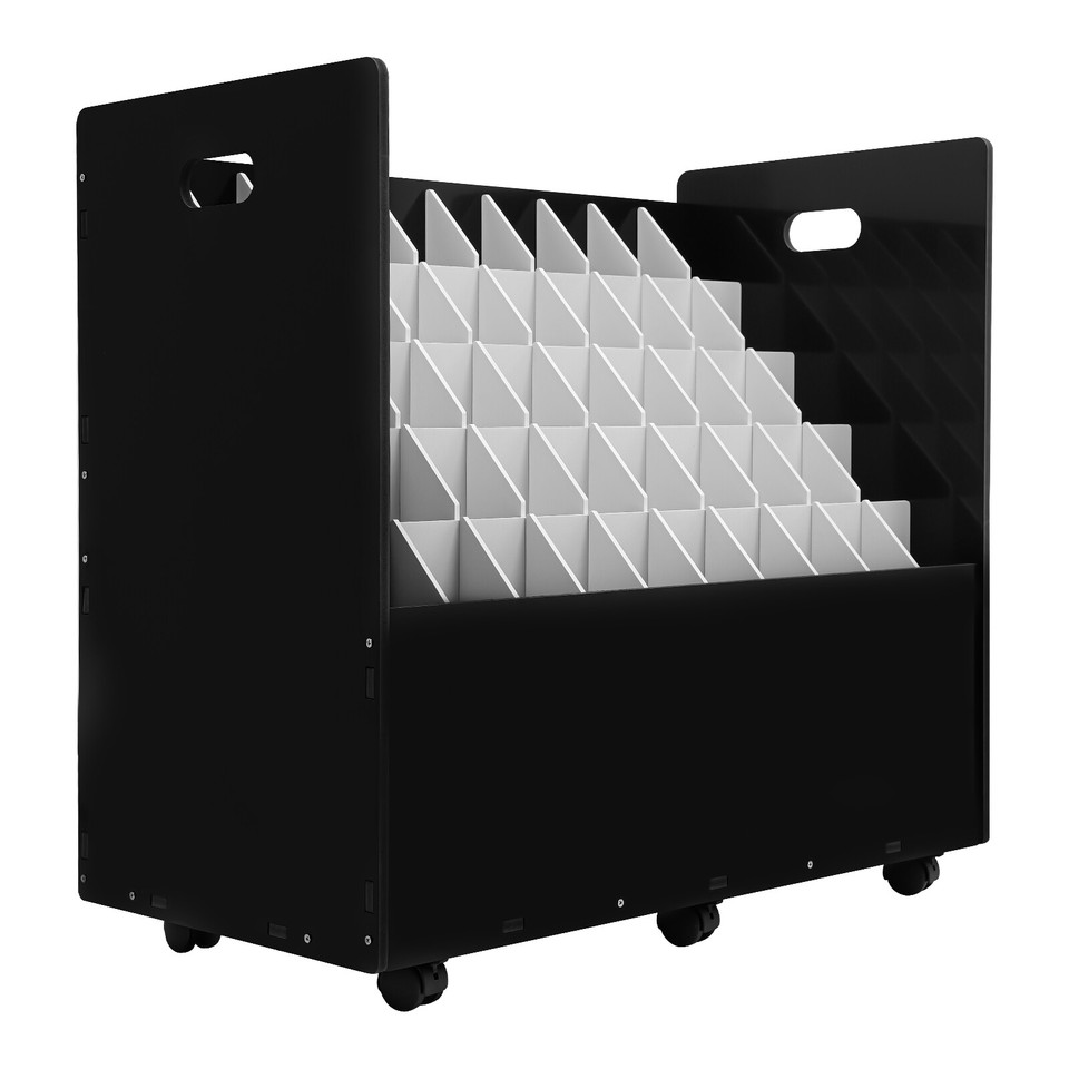 50-Slot Mobile Rolling Blueprint Roll File Cart Large Document ...