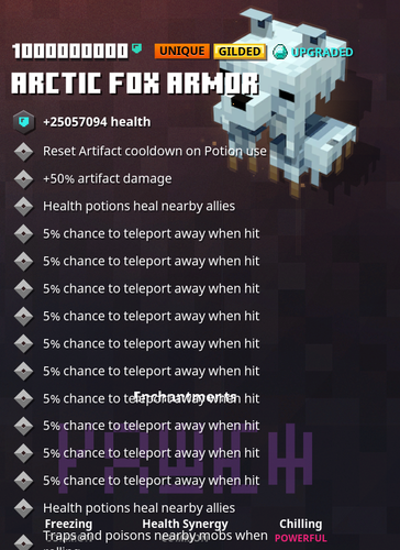 Minecraft Dungeons -Arctic Fox Armor Unique Gilded (Xbox)(PS4)(Switch ...