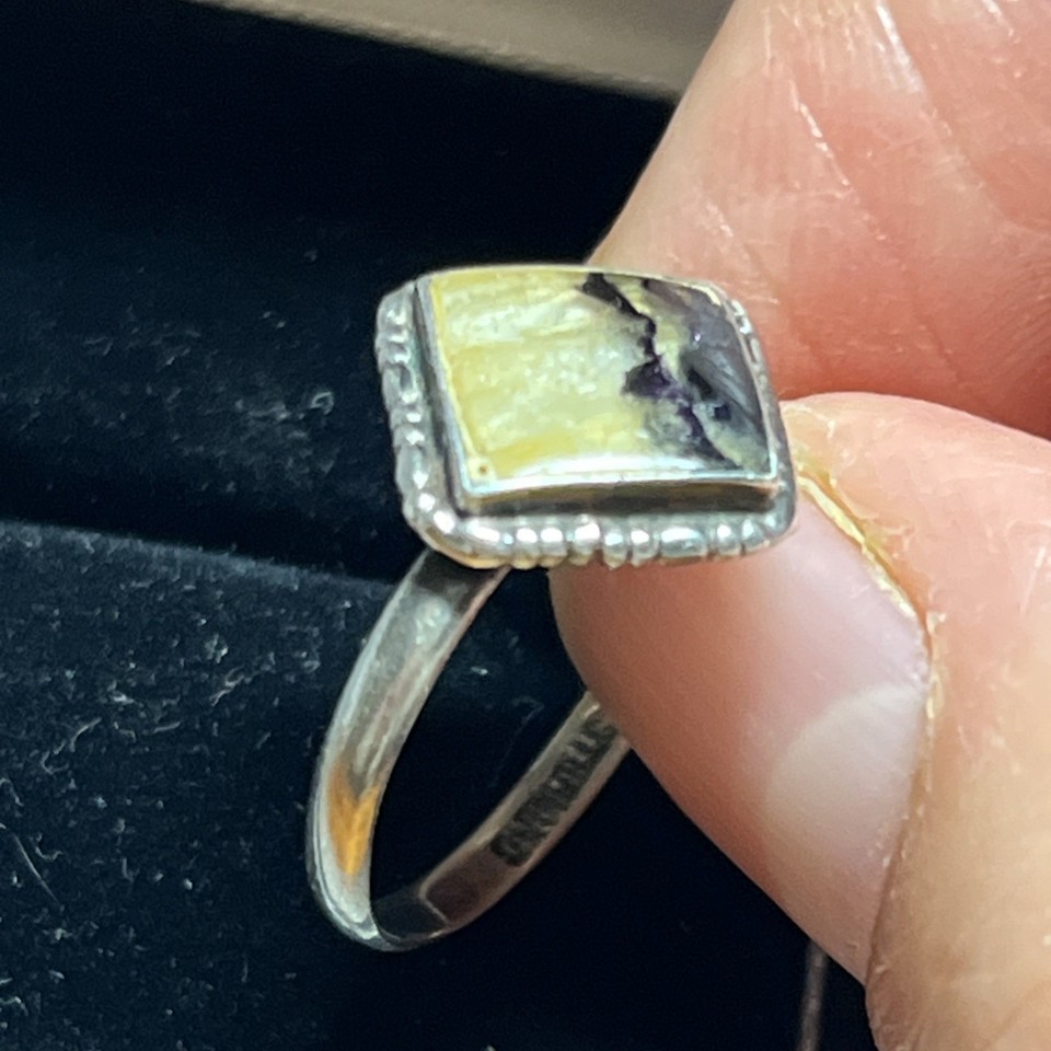 925 Sterling Silver Derbyshire Blue John Ring Size between L1/2 and M ...