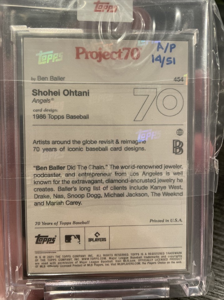 Topps Project 70 #454 - Shohei Ohtani by Ben Baller - Artist Proof /51 ...