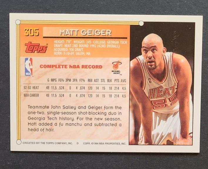 1993-94 Topps Gold #305 Matt Geiger | eBay