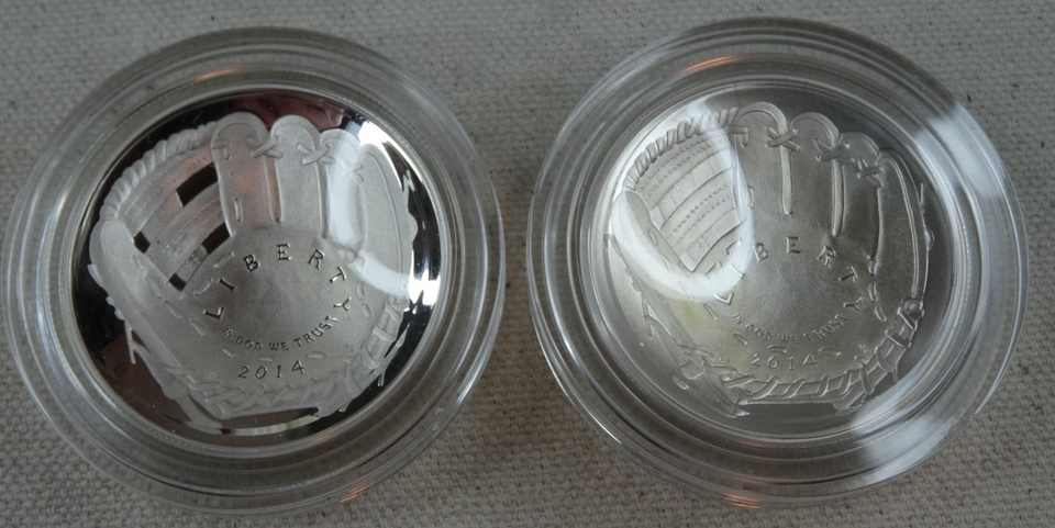 2014-P Baseball Hall of Fame Proof & Unc Silver Dollar 2 Coin Set US ...