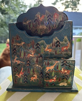 Hand Painted Wooden Decorative Desk Organizer Letter Holder Nature ...