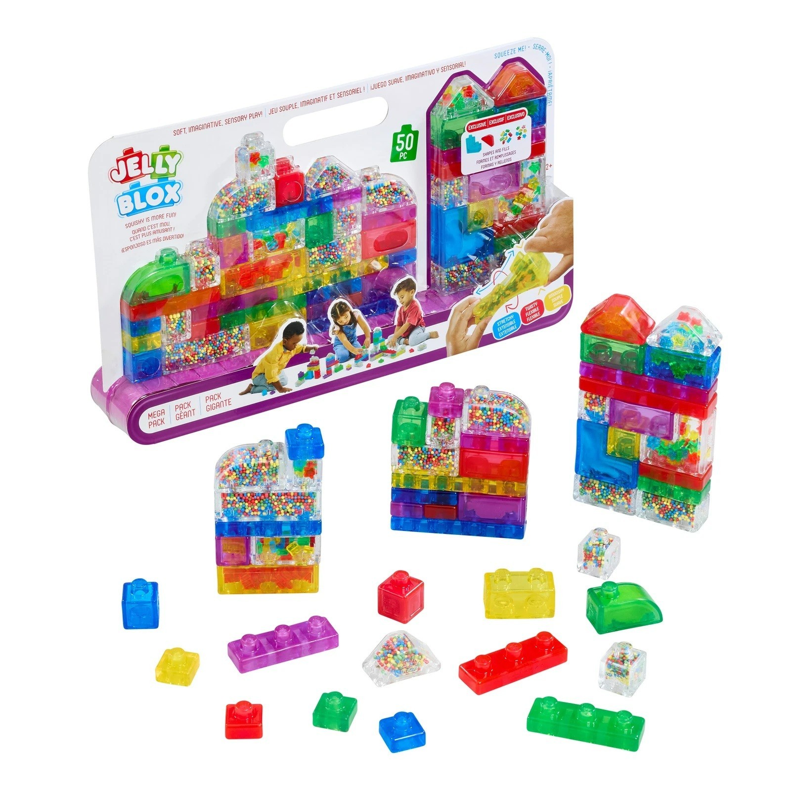 NEW Jelly Blox Mega Pack – 50 Sensory Squishy Blocks for Kids, Ages 2 ...