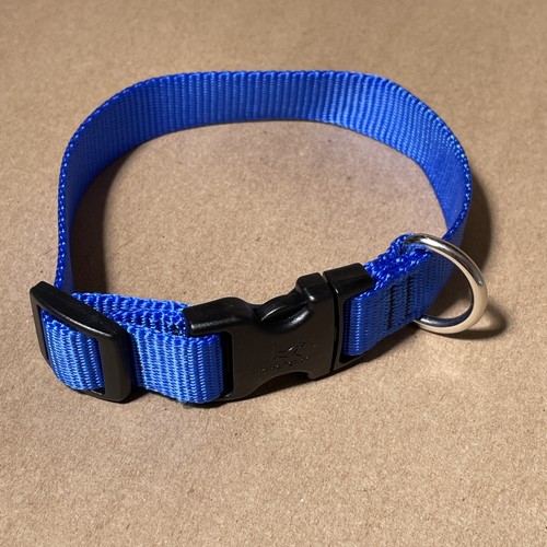 Lupine Pet Basic Solids Blue Blue Nylon Dog Cat Adjustable Collar ...