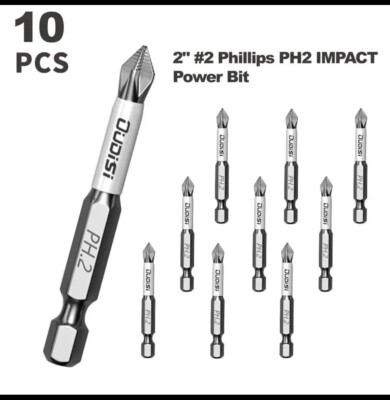 10Pcs PH2 Impact Duty Driver Bit Set Magnetic Phillips Screw Driver ...