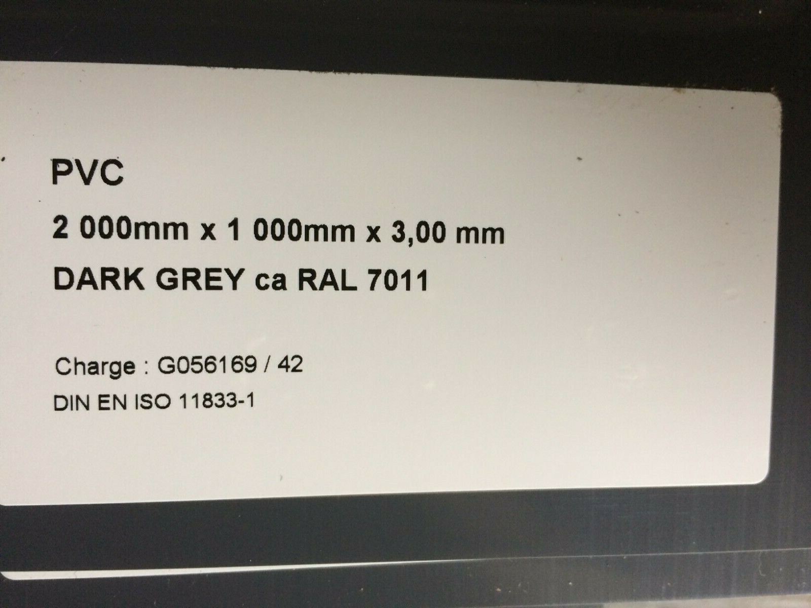 PVC hart Platte Kunststoffplatte hellgrau dunkelgrau 2000x1000 mm ...