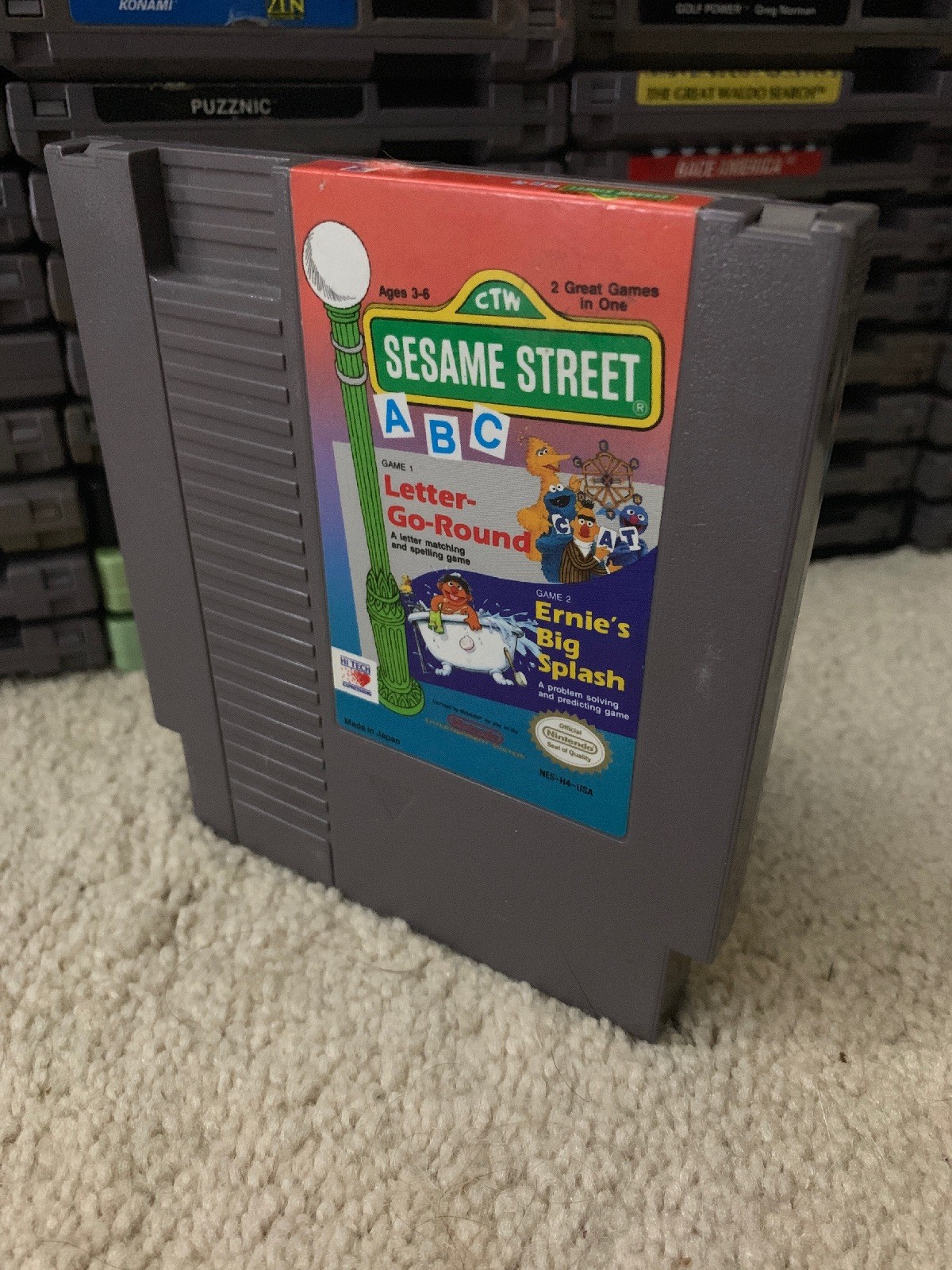 Sesame Street ABC Letter Go Round Original Nintendo NES game 100% ...