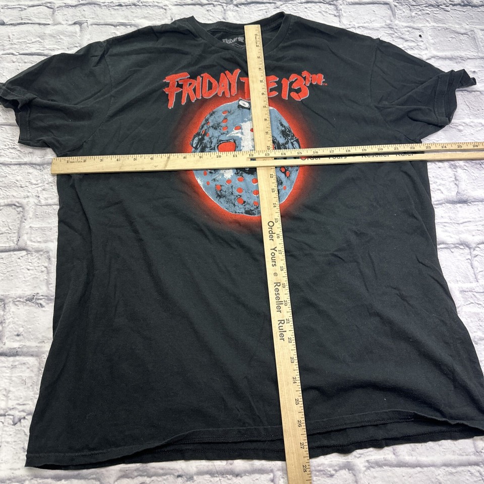 Friday The 13th Men's Blue Jason Mask Distressed Graphic Print T-Shirt ...