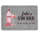 Personalised Gin Bar Sign - Grey background Pink Gin bar, A4 Bar sign ...