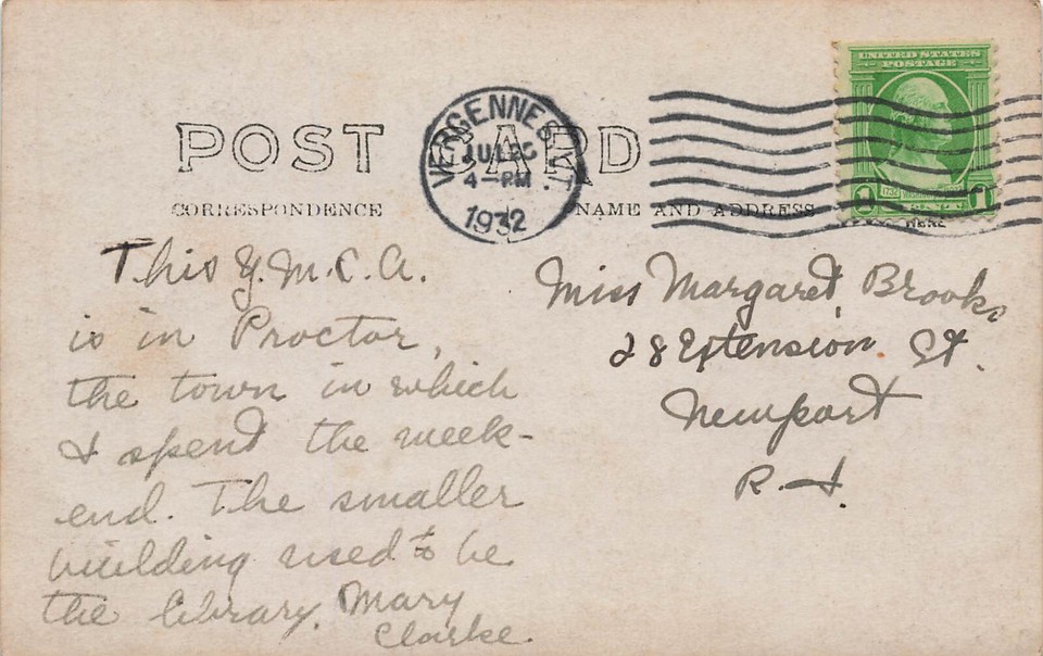 PROCTOR VT VERMONT RPPC YMCA AND OLD LIBRARY 1932 VINTAGE POSTCARD 031125 | eBay