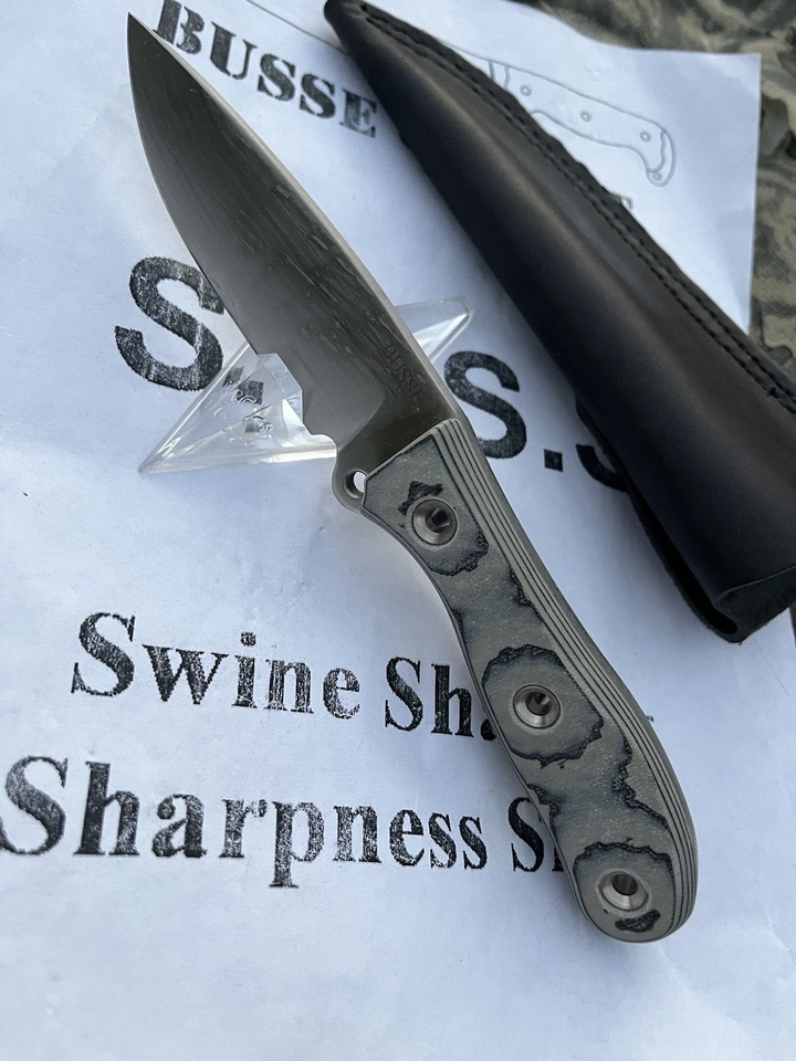 Busse Combat Game Warden 2 Satin Finish W/ Black & Tan G-10 & Leather ...