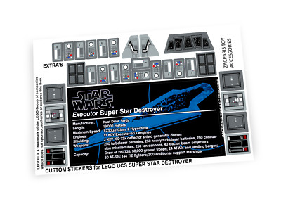 CUSTOM REPLACEMENT STICKERS for Set 10221 SUPER STAR DESTROYER with ...