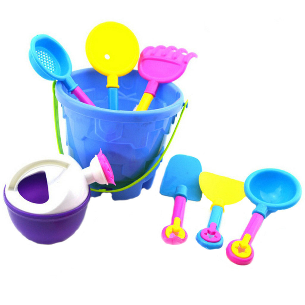 9PC Children' Beach Sand Toy Set Beach Bucket Watering Can Shovel Rake ...