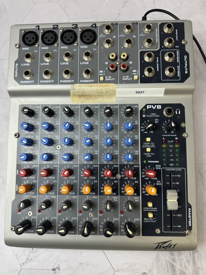 Peavey PV8 8 Channel Mixer Console w/ Power Adapter | Tested & Working ...