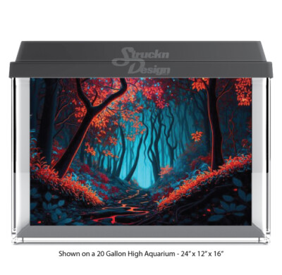 Autumn Leaves Dark Trees Polyester Fish Tank Glass Backdrop Aquarium ...