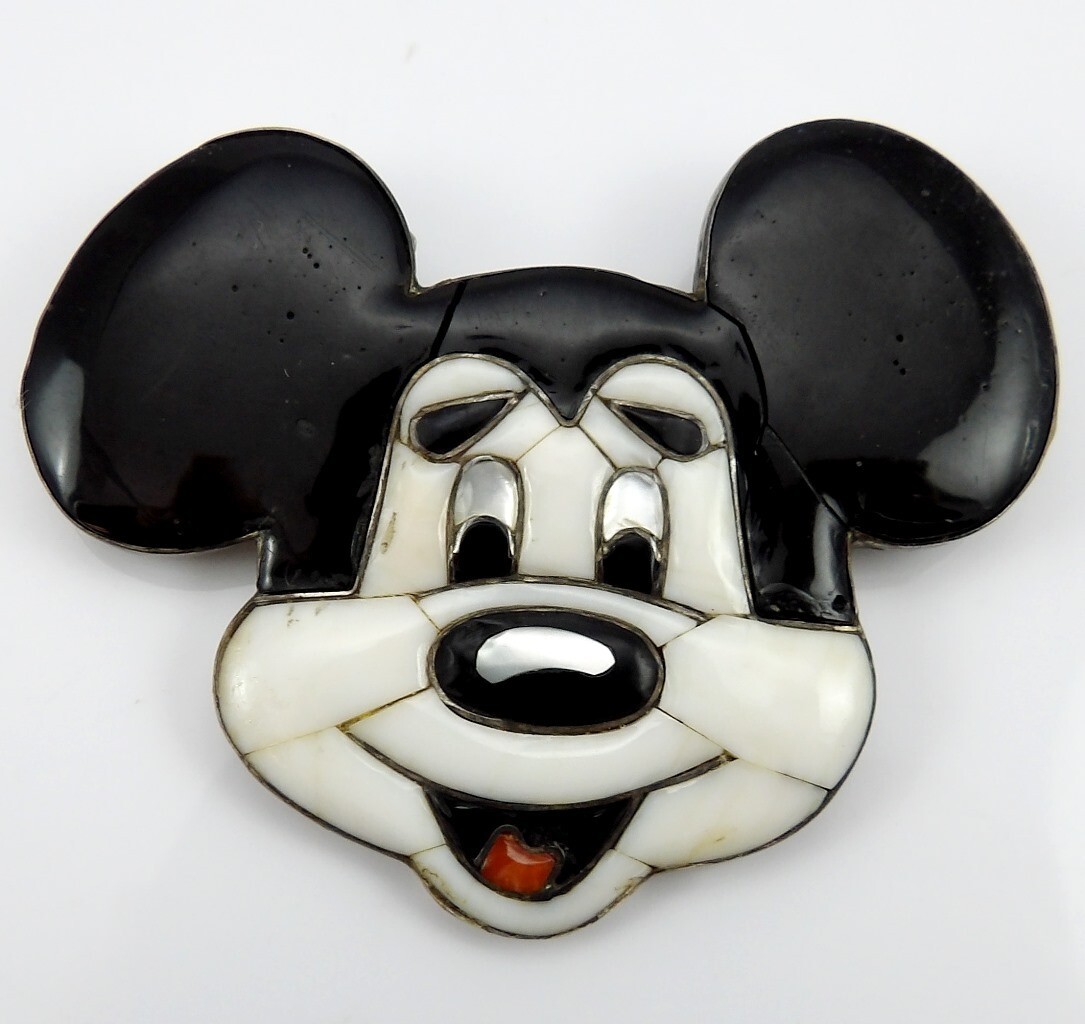 Vtg Native American Large Mickey Mouse Inlay Sterling… - Gem