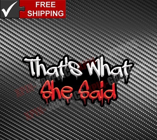 That's What She Said Funny Vinyl Decal JDM Bumper Sticker Window Car ...