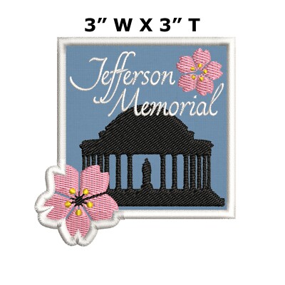 Jefferson Memorial Patch Embroidered Iron-On Applique Travel Badge ...