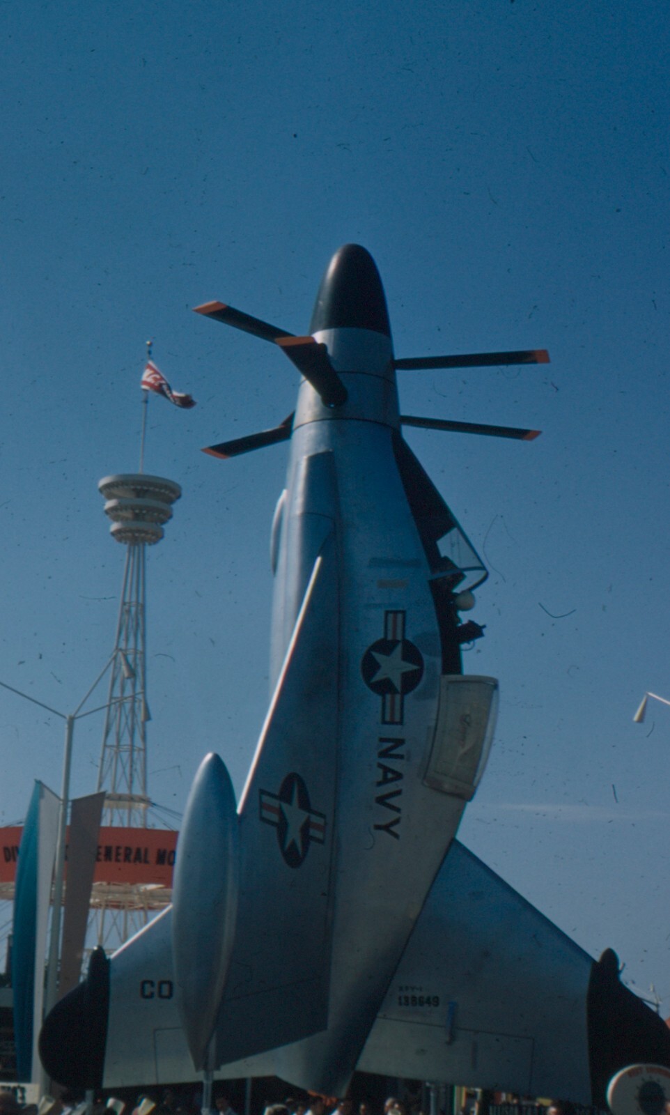 c1950 GM Powerama Chicago IL Convair XFY-1 POGO Red Border 33mm Side ...