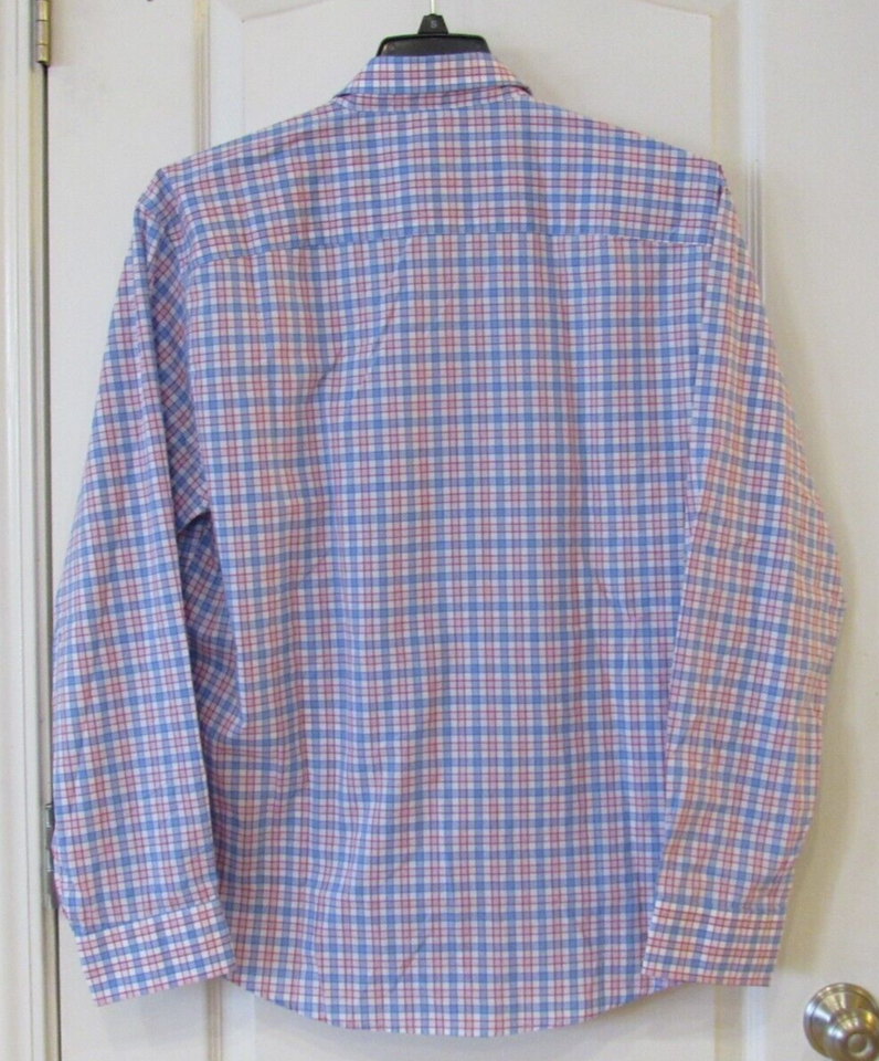 Izod Soft Wash Essentials Button-Up Shirt Blue/Red/White Plaid Men's Sz ...