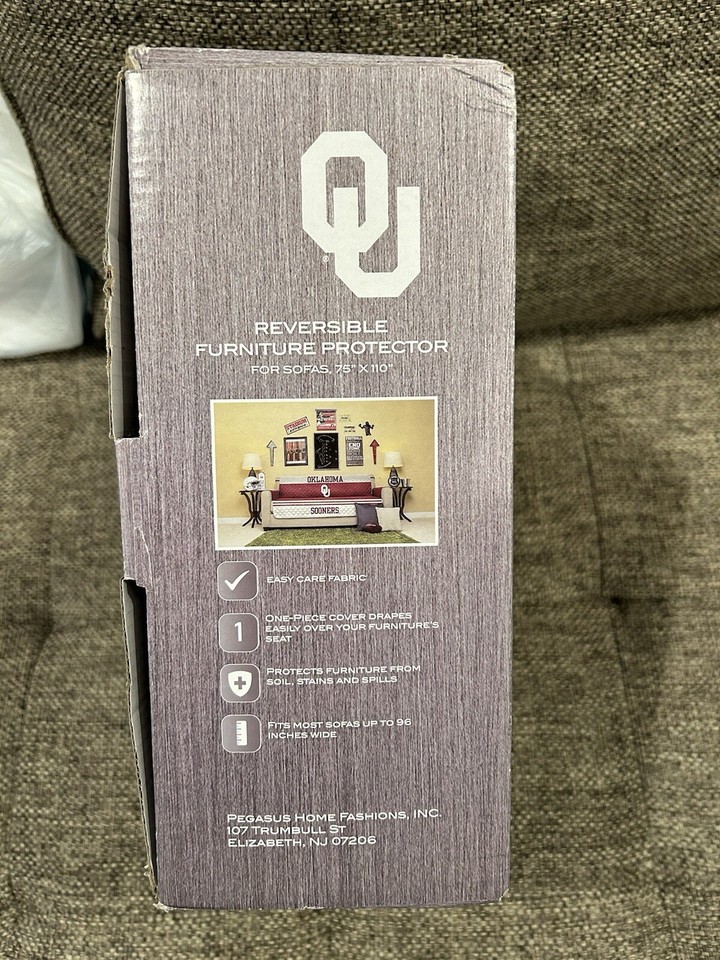 NEW Oklahoma Sooners Sofa Furniture Couch Reversible Protector 75” X ...