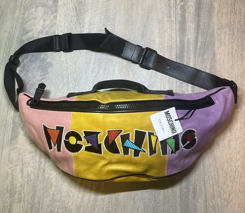 Moschino Spring 2021 leather belt bag Geometric logo Memphis Style New ...