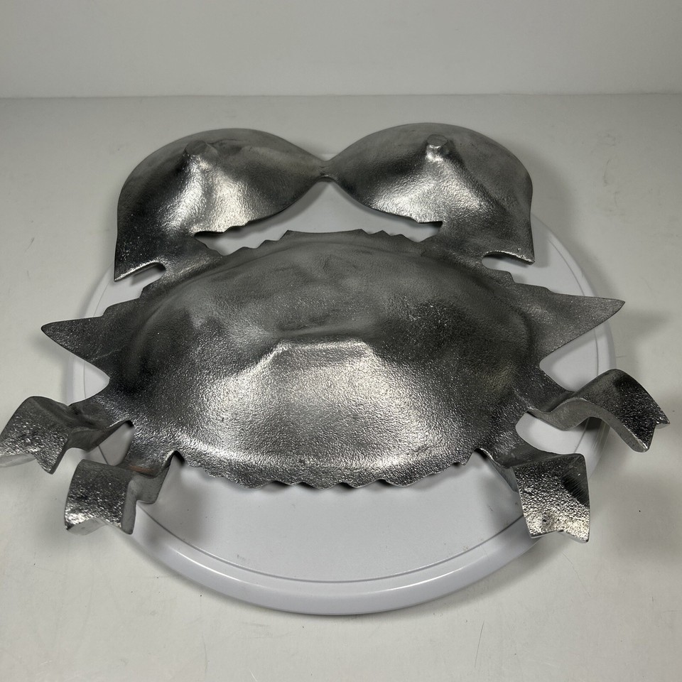 Large Seafood Serving Crab Tray Platter Cast Metal Divided Dish | eBay