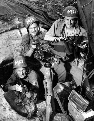 WWII B&W Photo US Military Police 7th AAF Ryukyus Islands WW2 World War ...