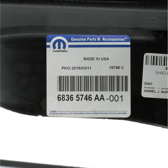 Quarter Panel Splash Shield Mopar 68365746AA fits 2019 Ram 1500 for ...