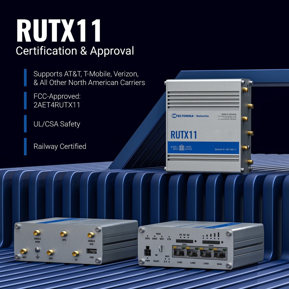 Teltonika RUTX11 LTE Wifi Cellular Router - 4G LTE (CAT6 ...